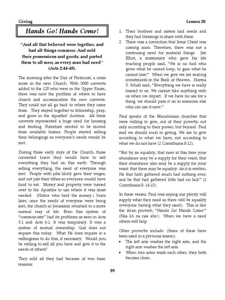 Hands Go! Hands Come! | PDF | Acts Of The Apostles | Sacrifice