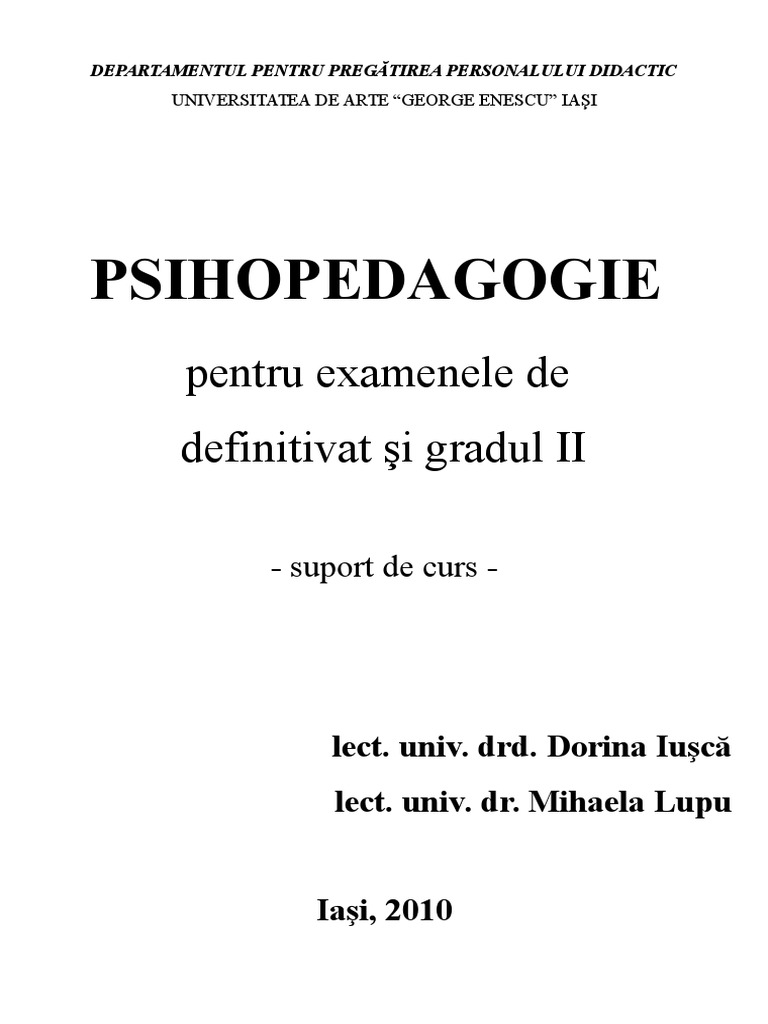 PEDAGOGIE Pentru Definitivat Si Gradul II | PDF
