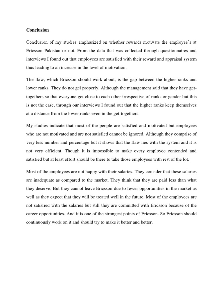 Conclusion | PDF | Performance Appraisal | Motivation