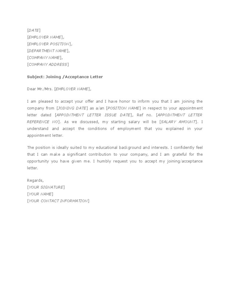 Joining Letter Sample-2 | PDF