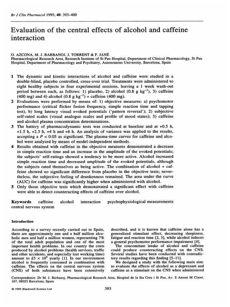 Caffeine and Alcohol Interaction | PDF | Self-Improvement