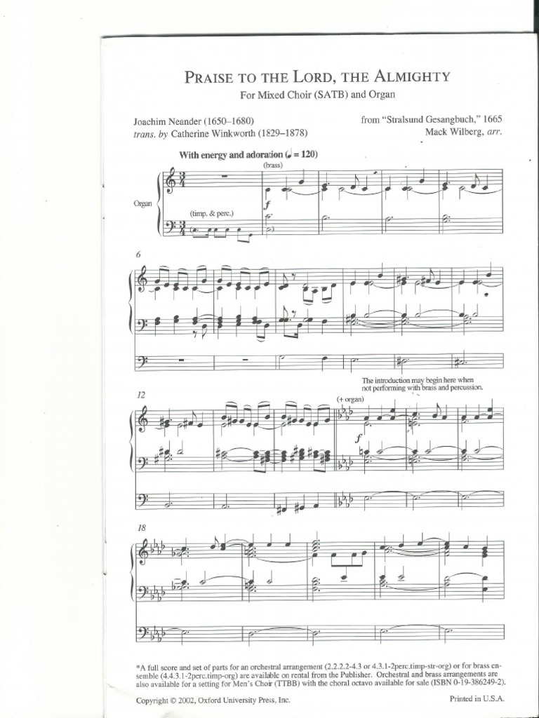 Praise To The Lord Mack Wilberg | PDF