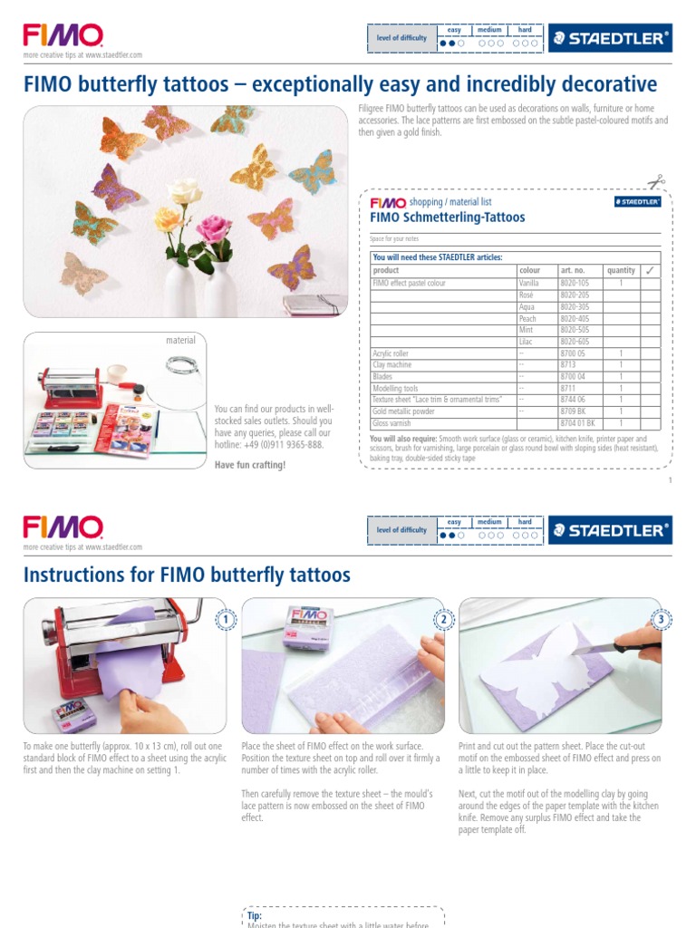 FIMO Effect Butterfly Tattoos | PDF | Art Media | Crafts