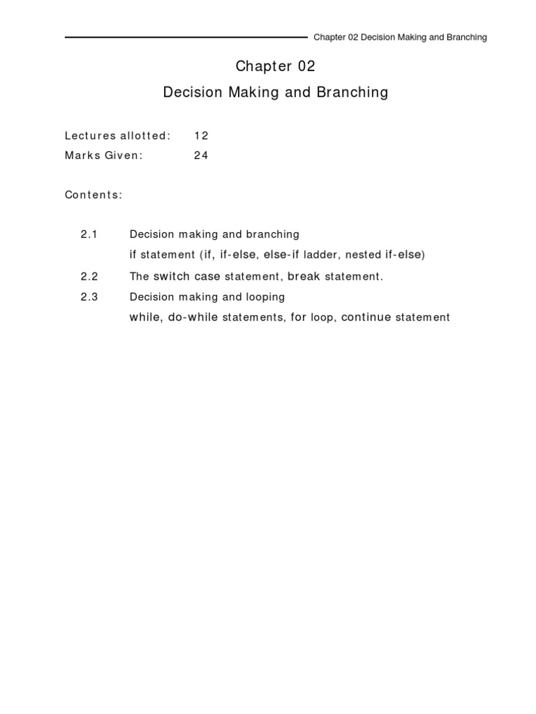 CPR Notes - Chapter 02 Decision Making and Branching | PDF | Control ...