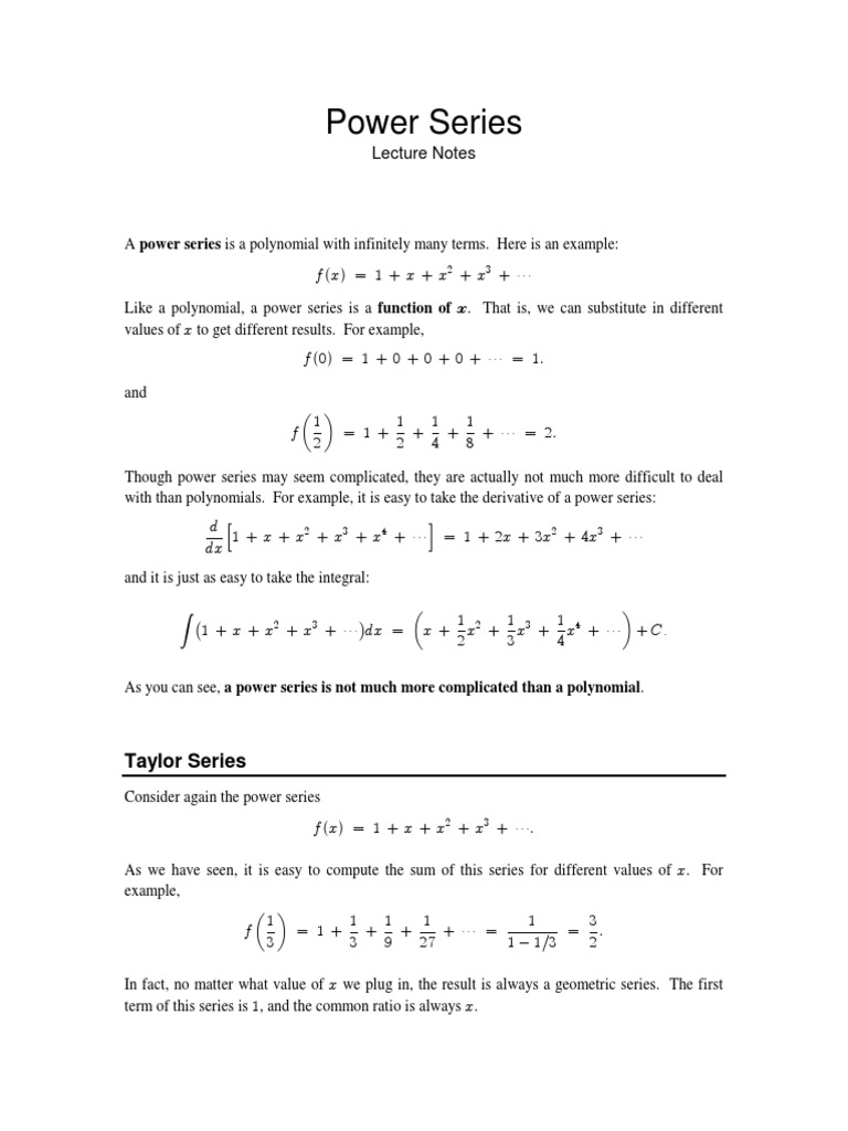 Power Series | PDF | Trigonometric Functions | Teaching Mathematics