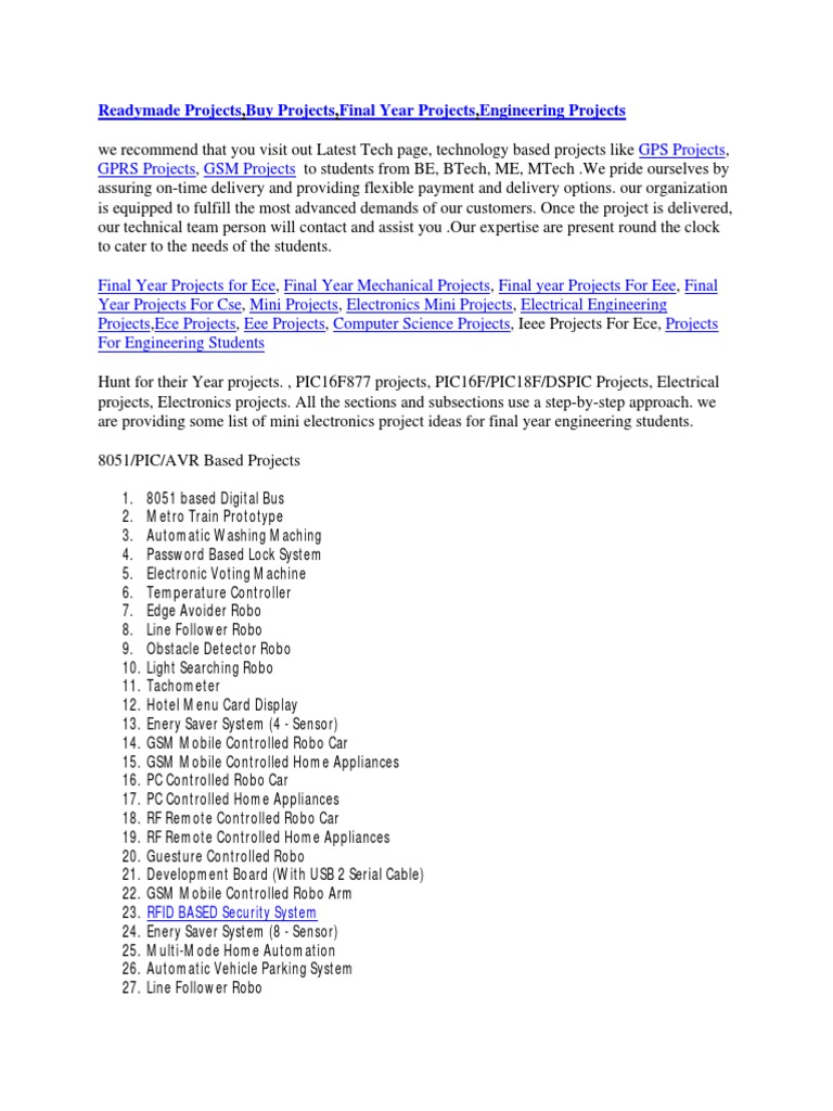 Buy Embedded Projects, B Tech Final Year Projects | PDF | Electrical Engineering | Computer ...