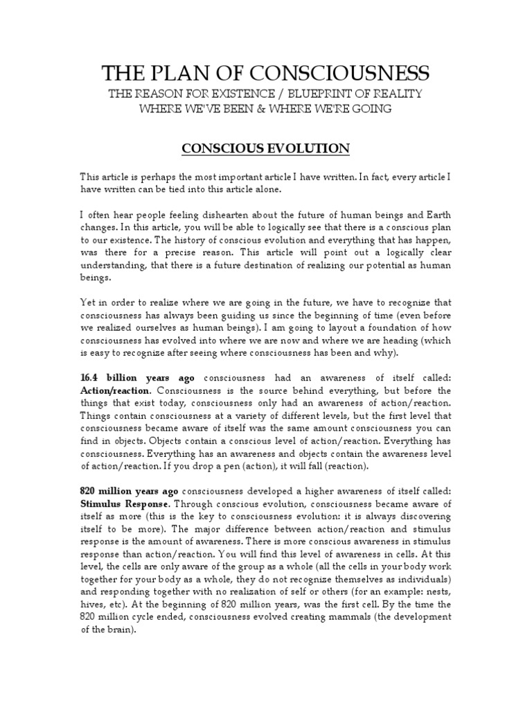 Conscious Evolution Blueprint | PDF | Consciousness | Awareness