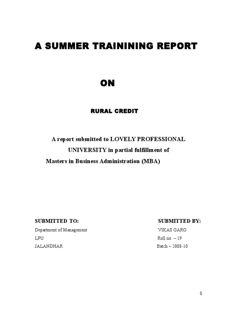 Project Report | PDF | Credit | Finance & Money Management