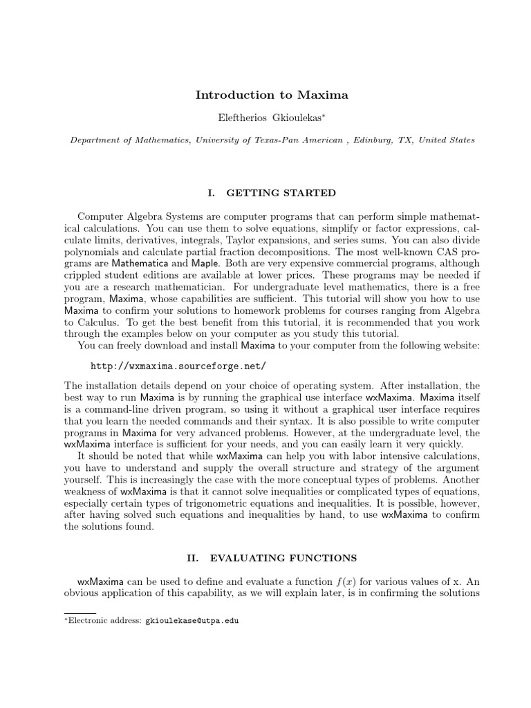 An Introduction to Using the Computer Algebra System Maxima to Perform ...