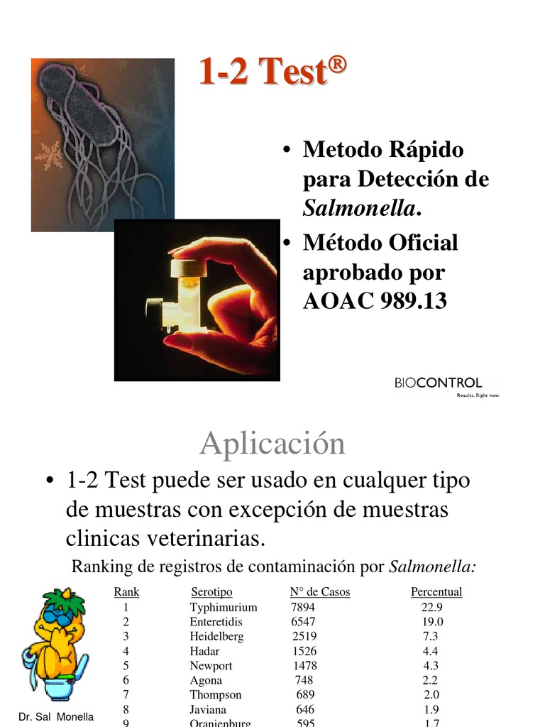 Presentación 1-2 test en Español | PDF | Salmonela | Medicina Veterinaria