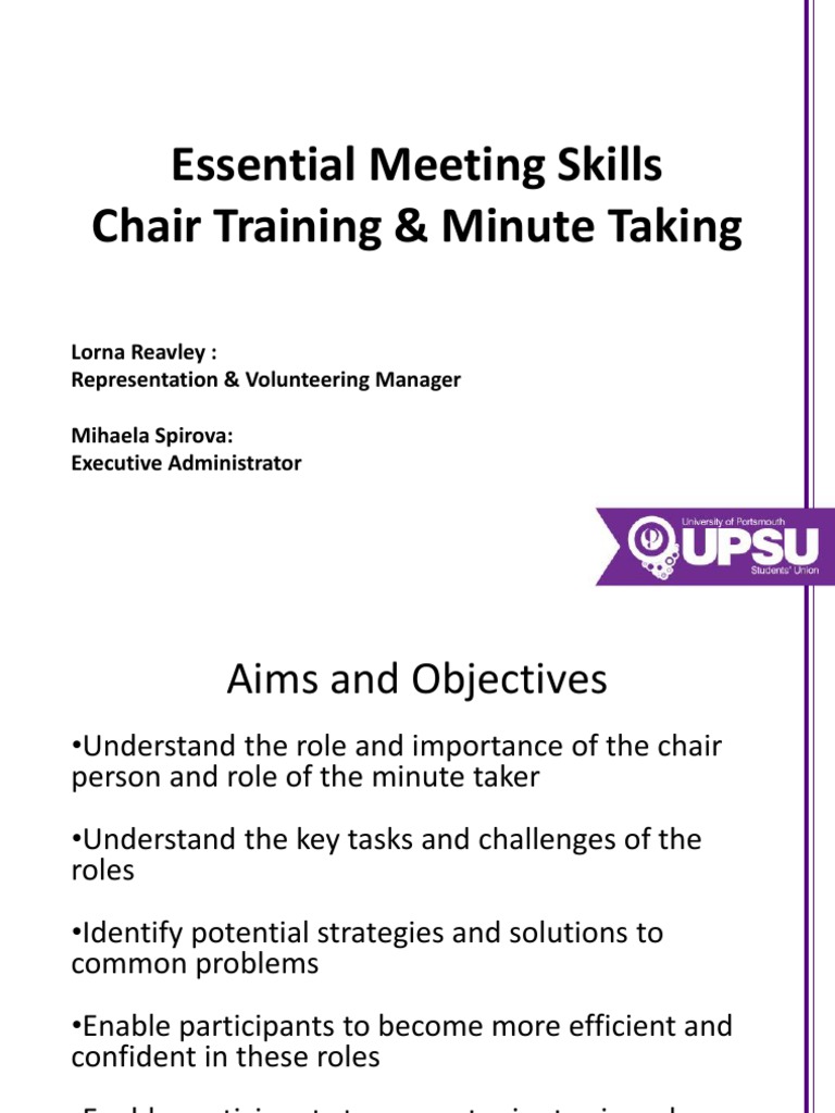 Essential Meeting Skills - Chair & Minute Taking | PDF | Agenda ...