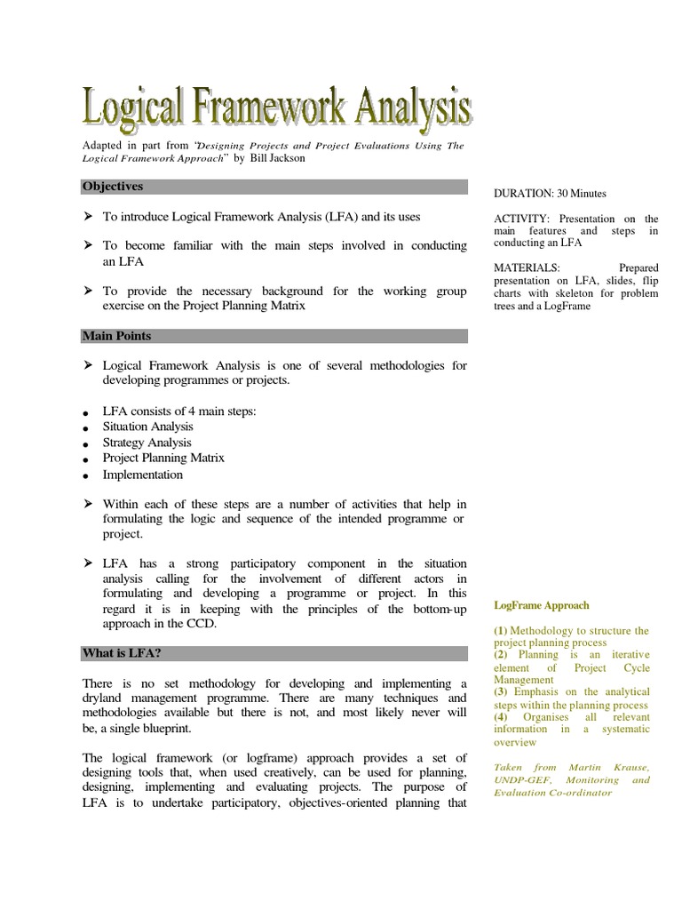 Logical Framework Analysis | PDF | Brainstorming | International Union For Conservation Of Nature