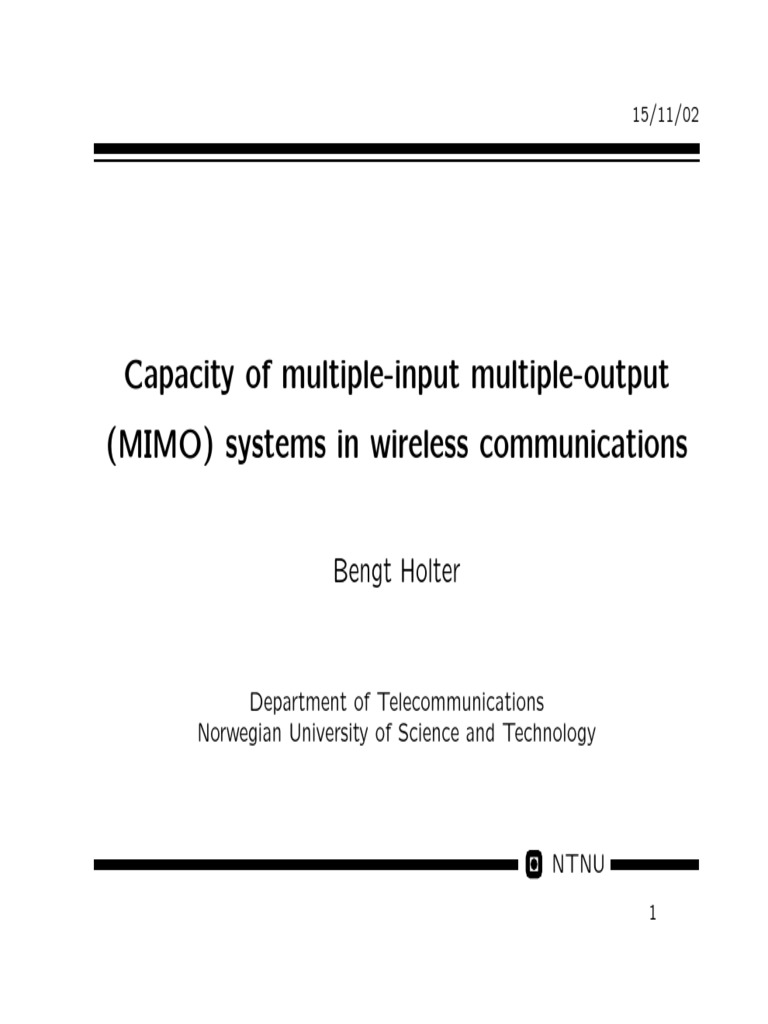 Capacity of Multiple-Input Multiple-Output (MIMO) Systems in Wireless ...