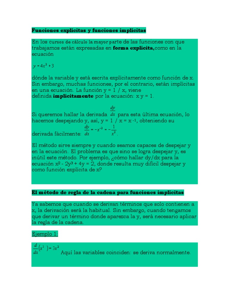 Funciones Explícitas y Funciones Implícitas | PDF | Derivado | Función (Matemáticas)