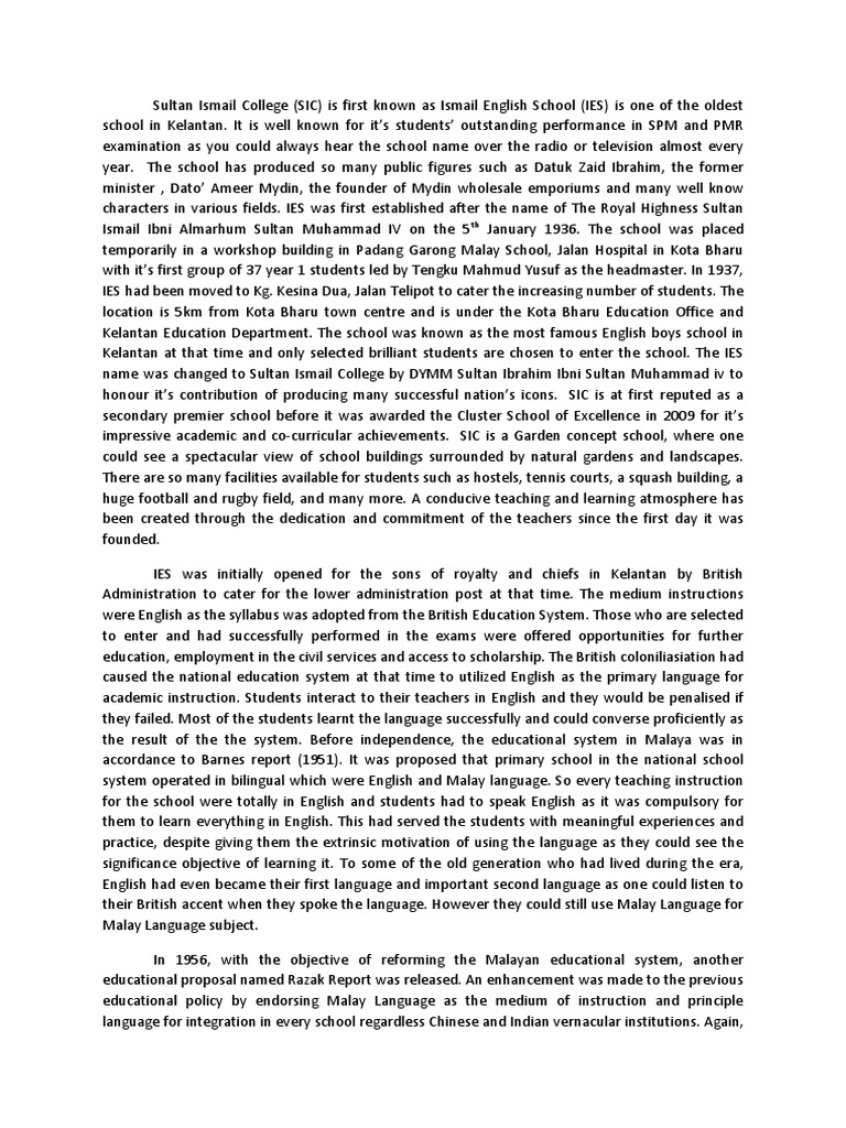 Sultan Ismail College | Download Free PDF | English Language | Teachers