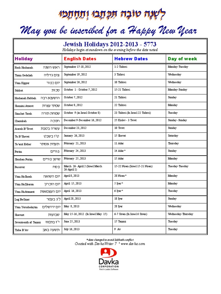 5773 Calendar | PDF