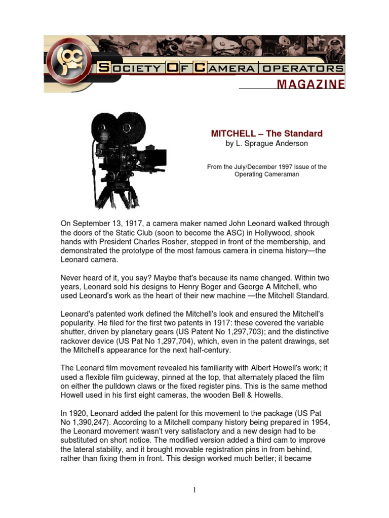 Mitchell Camera | PDF | Camera Lens | Shutter (Photography)