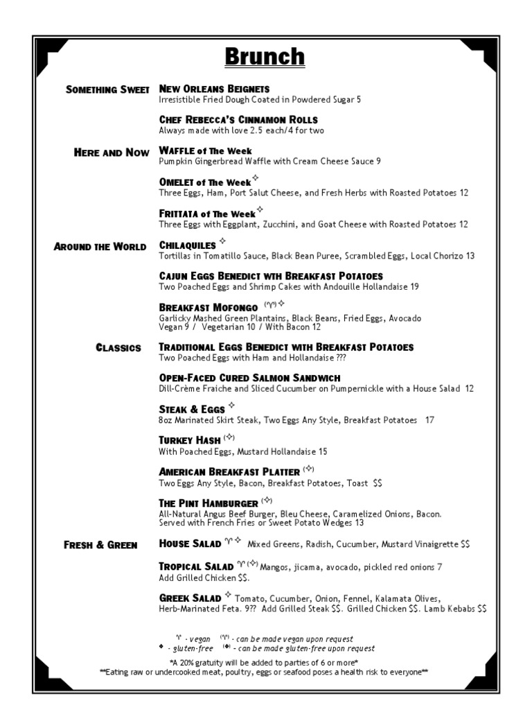 BP Brunch Menu | PDF