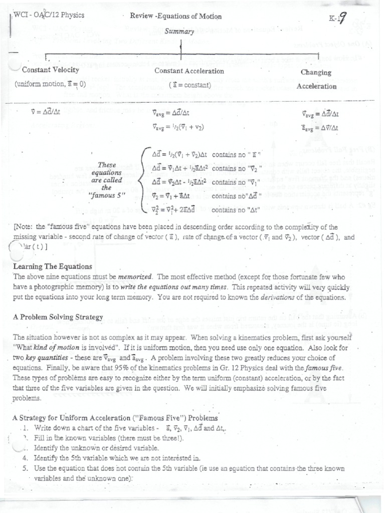 Physics_Random_Handouts | Velocity | Acceleration
