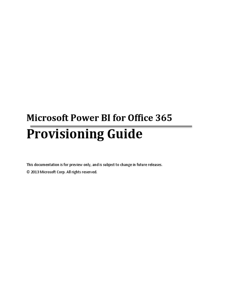 Power BI - Provisioning Guide | Download Free PDF | Business ...