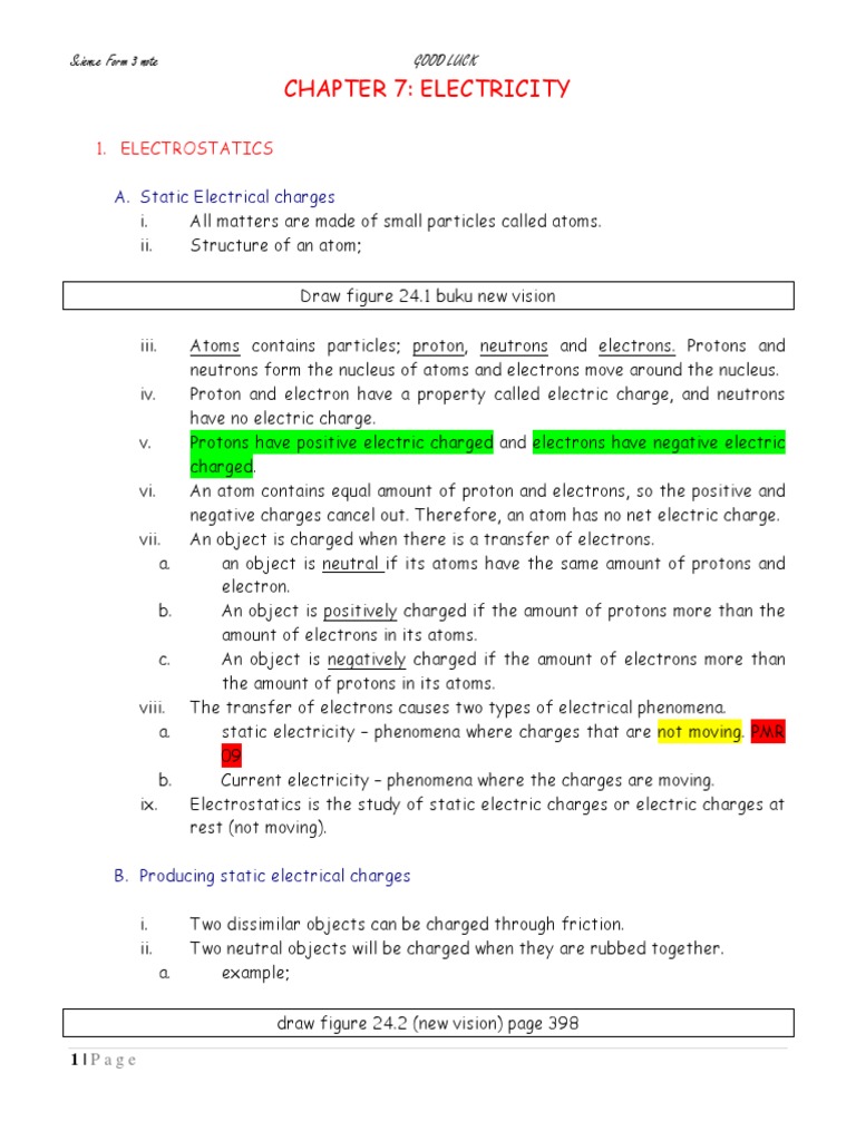 Chapter 7 Electricity Doc1 | PDF | Series And Parallel Circuits ...