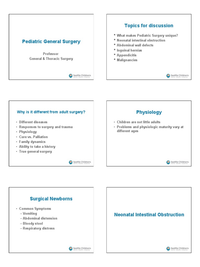 Topics For Discussion: Why Is It Different From Adult Surgery? | PDF