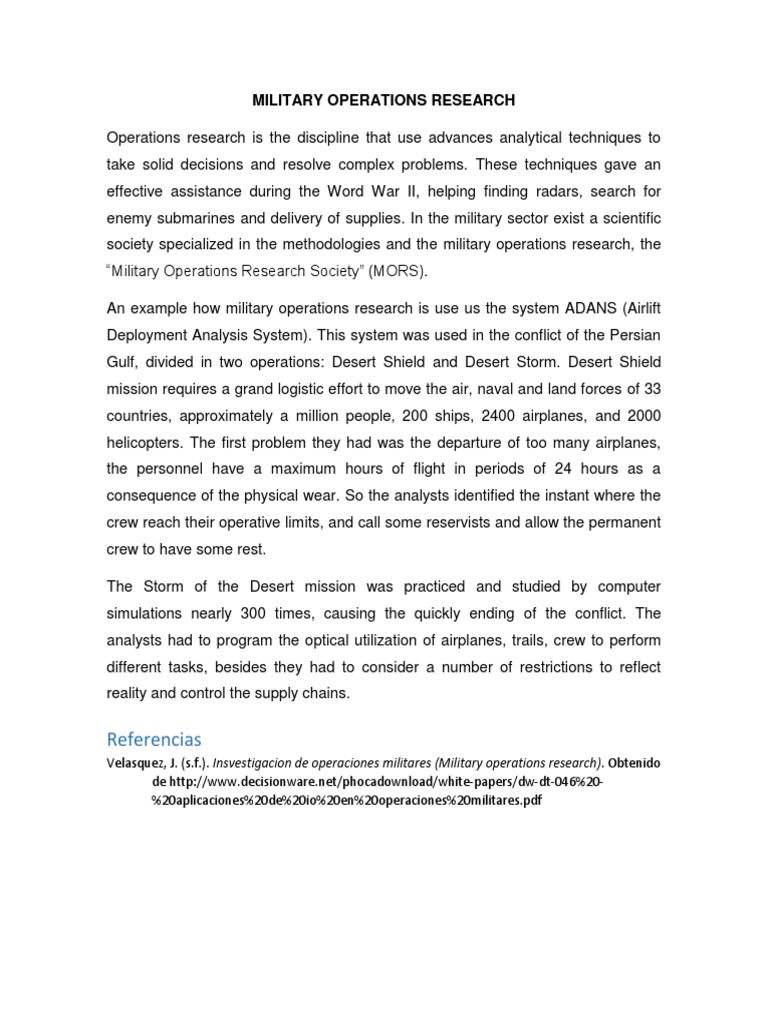 Military Operations Research Insights | PDF