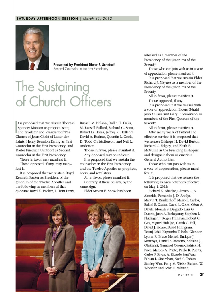 2012 04 2010 The Sustaining of Church Officers Eng | PDF | Latter Day ...