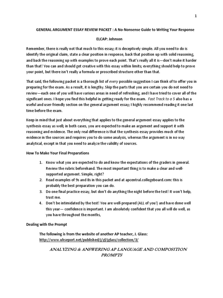 AP English Writing Prep | PDF | Essays | Argument