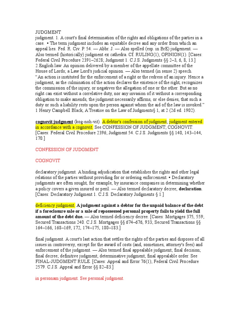 Confession of Judgment Cognovit | PDF | Judgment (Law) | Civil Law ...