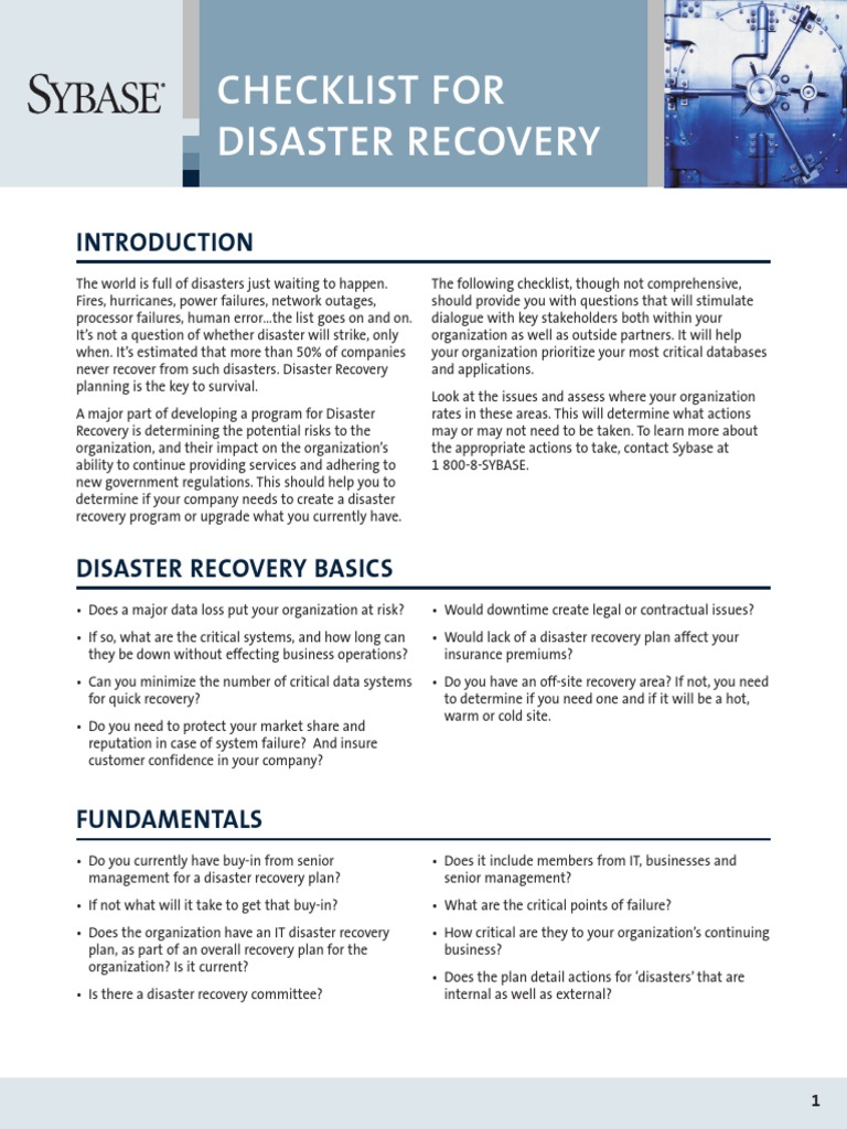 DR Checklist | PDF | Disaster Recovery | Databases