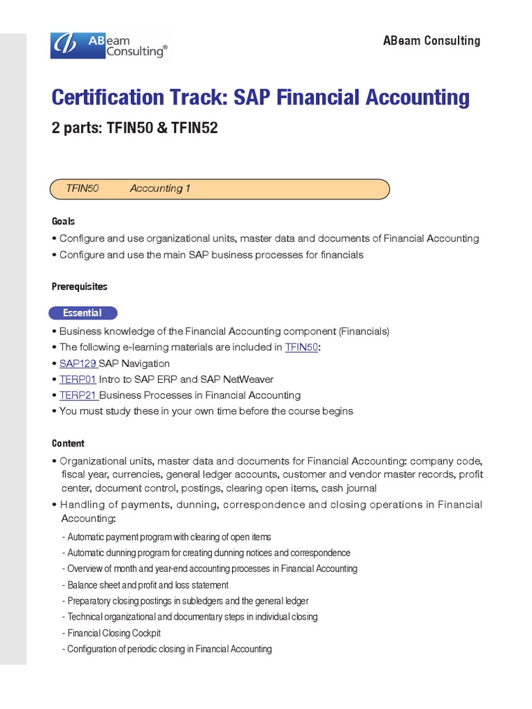 SAP Financial Accounting Certification | PDF | Management Accounting ...