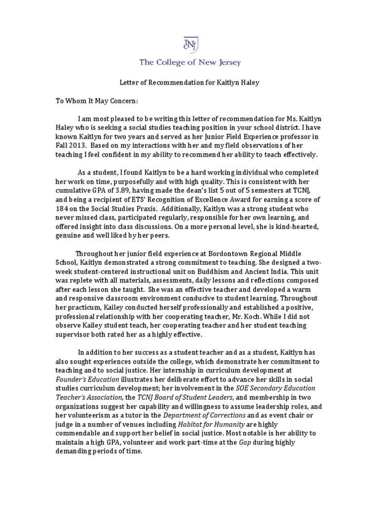 Recommendation for Social Studies Teacher | PDF | Teachers | Communication