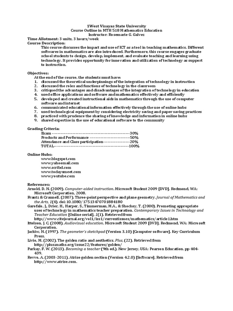 Course Outline ICT | Download Free PDF | Educational Technology ...