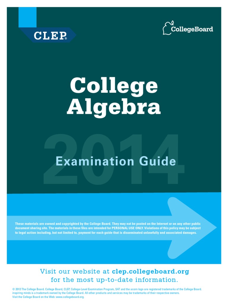 College Algebra: Examination Guide | PDF | College Level Examination ...