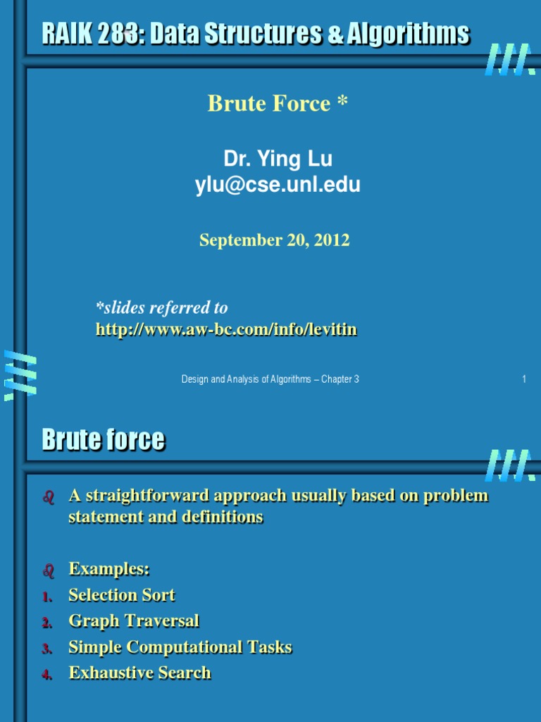 RAIK 283: Data Structures & Algorithms: Brute Force | PDF | Graph Theory | Combinatorics