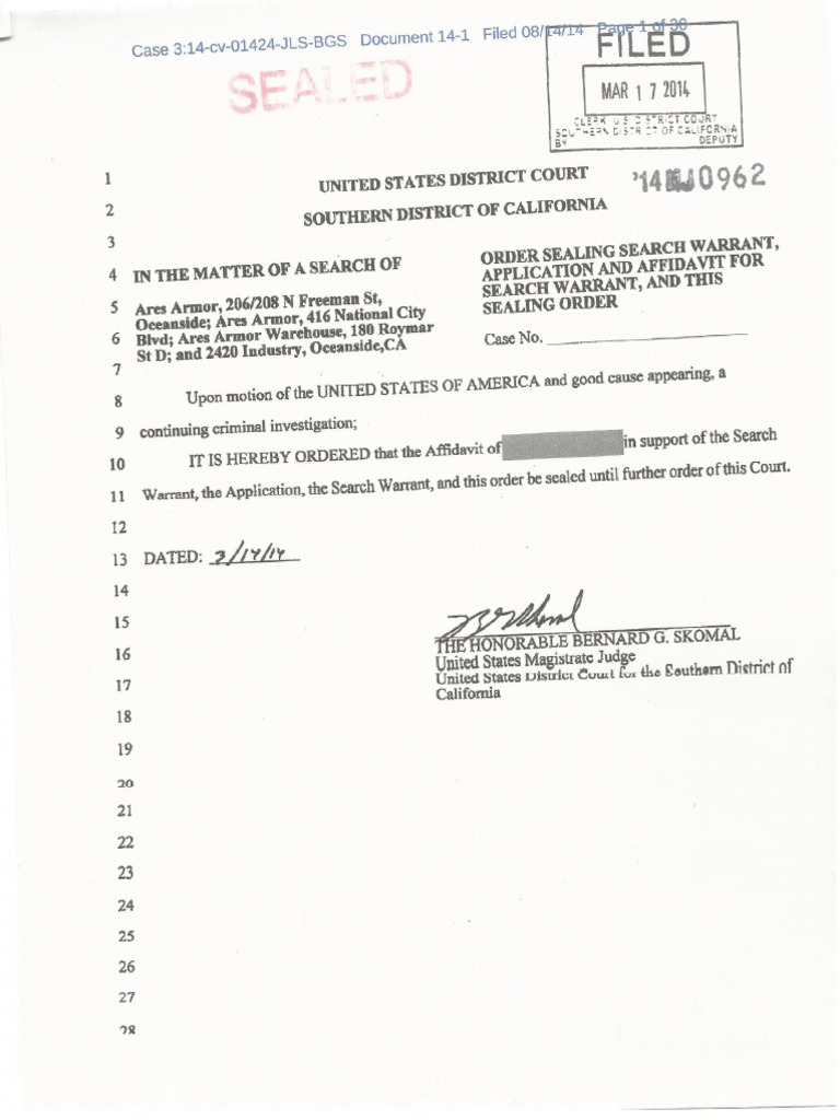 ATF Search Warrant and Affidavit For Ares Armor | PDF