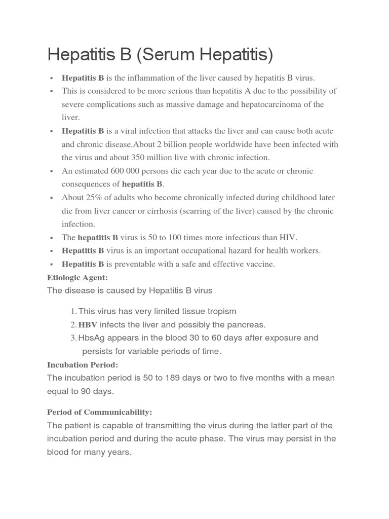 Hepatitis B (Serum Hepatitis) | Download Free PDF | Hepatitis B | Hepatitis