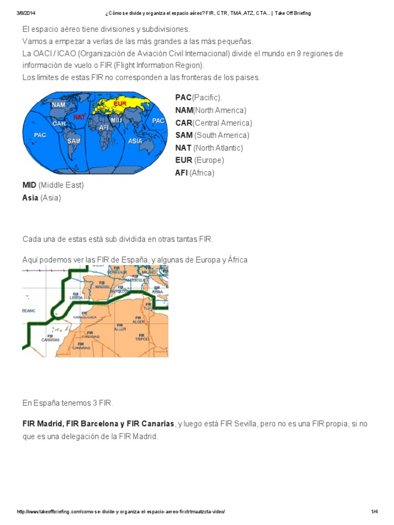 ¿Cómo Se Divide y Organiza El Espacio Aéreo - FIR, CTR, TMA, ATZ, CTA ...