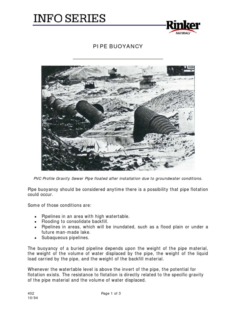Is 402 Pipe Buoyancy | PDF | Buoyancy | Pipe (Fluid Conveyance)