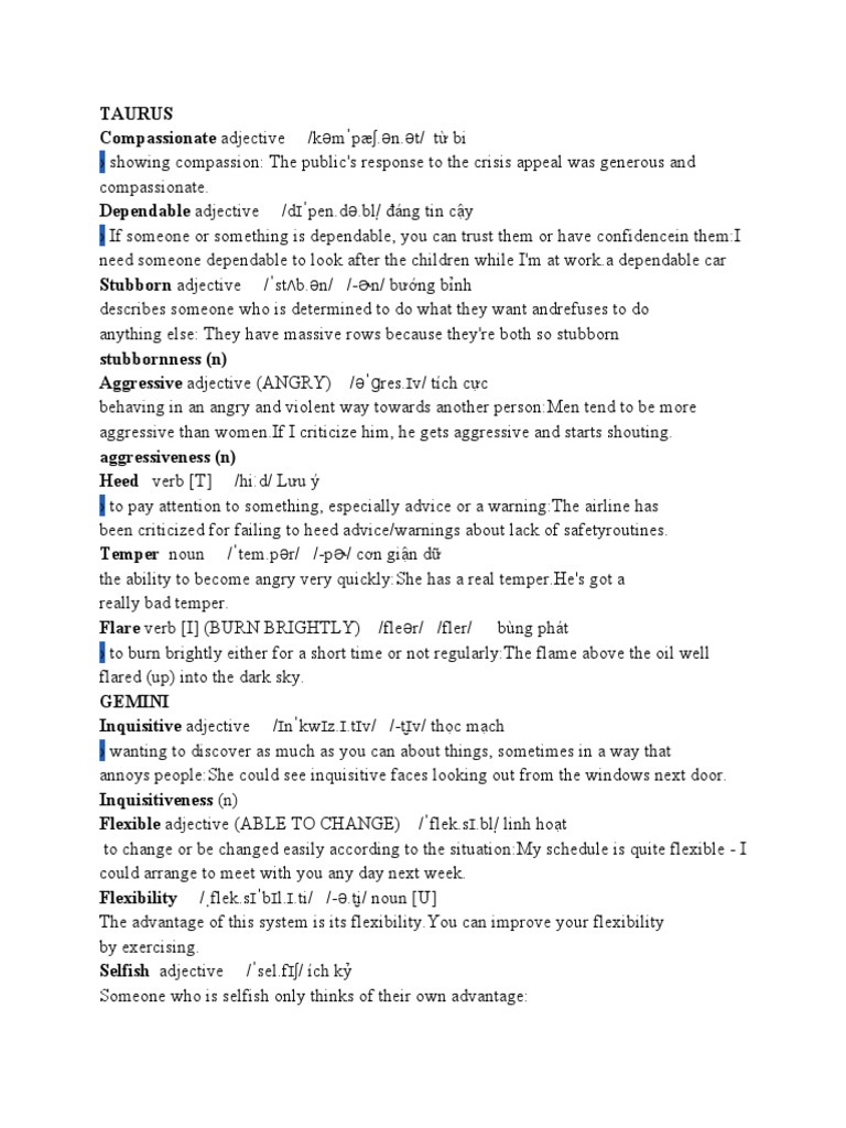 Taurus | PDF | Adjective | Verb