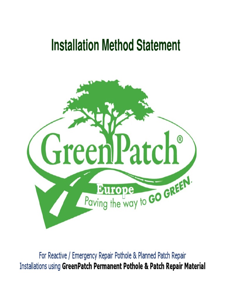 GreenPatch Pothole Repair Material Method Statement | PDF | Chemical ...