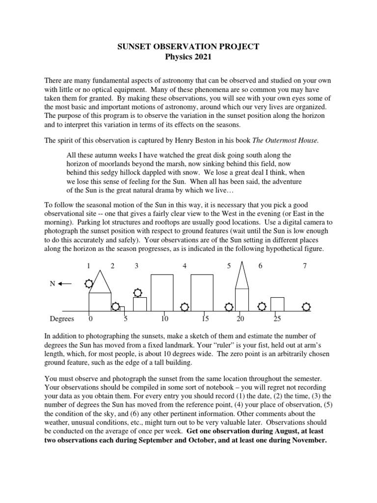 Sunset Experiment | PDF | Sunset | Sun