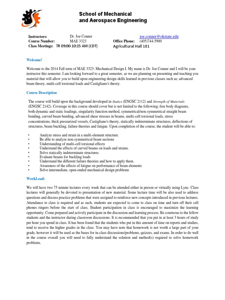 Introduction to Mechanical Design I: Analyzing Stress and Strain in ...