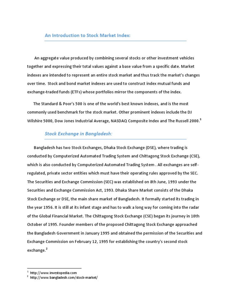 An Introduction To Stock Market Index | PDF | Stock Exchange | Stocks