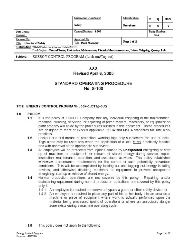 Energy Control Program | PDF | Machines | Switch