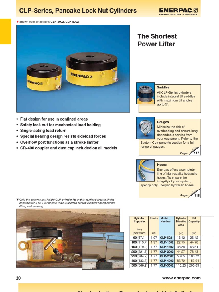 Enerpac CLP Series Catalog | Download Free PDF | Mechanical Engineering ...