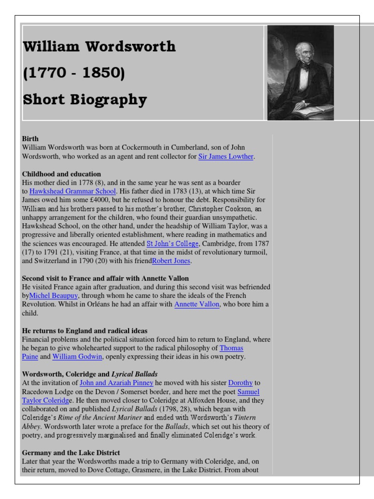 William Wordsworth | PDF | William Wordsworth | Samuel Taylor Coleridge