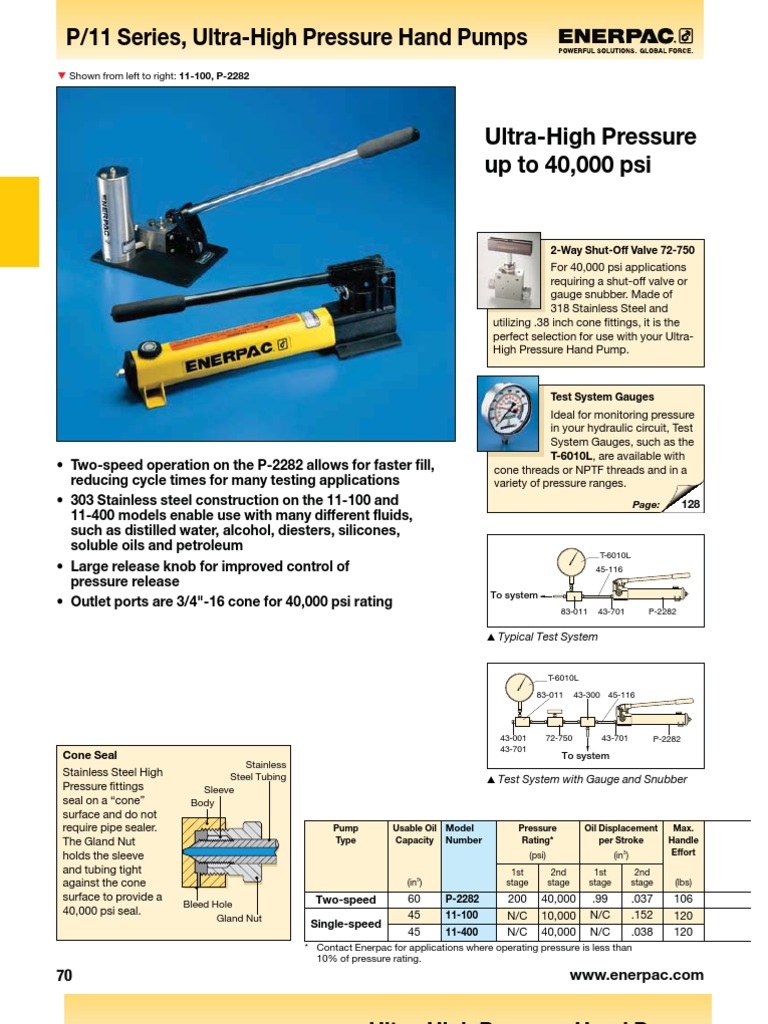 Enerpac High Pressure Pumps Catalog | PDF | Pump | Valve
