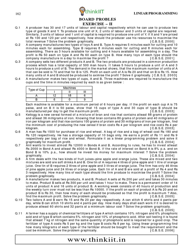 Linear Programming | PDF | Profit (Economics) | Fertilizer